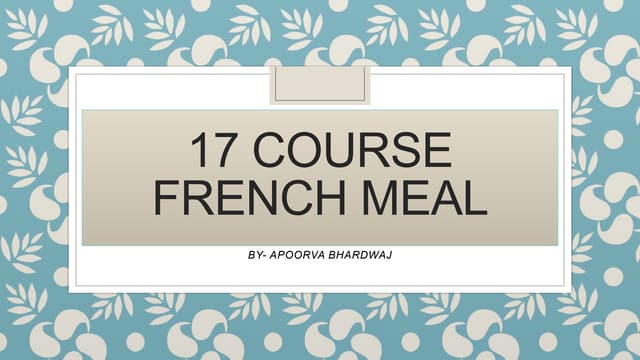 17 course french classical menu | PDF