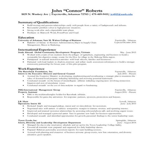 Connor Roberts Resume - Fall16 | PDF