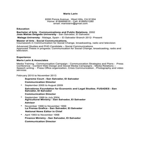 Mario Larin Resume | PDF