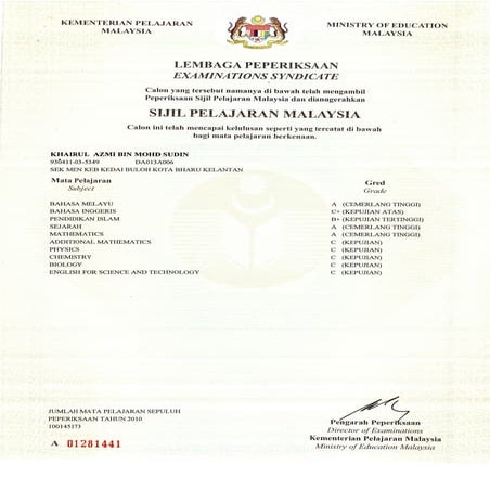 CERTIFICATE OF SPM | PDF