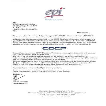 CDCP certificate | PDF
