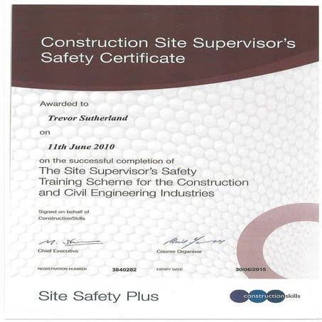 Construction Site Supervisors Saftey Certificate | PDF