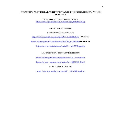 Comedy Material Written by Mike Schwab | PDF