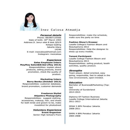 CV-inez | PDF | Business | Business and Finance