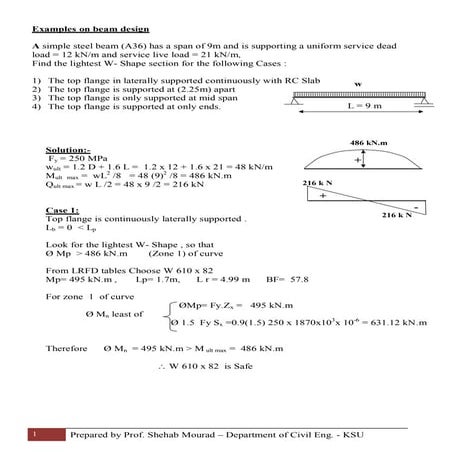 17-Examples of Beams (Steel Structural Design & Prof. Shehab Mourad) | PDF