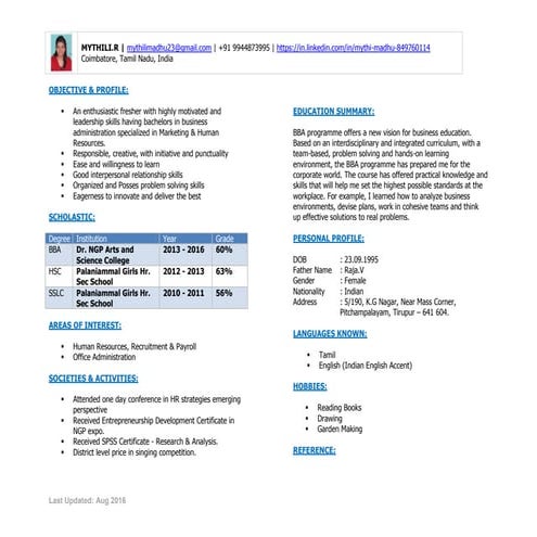 MYTHILI_Fresher | PDF