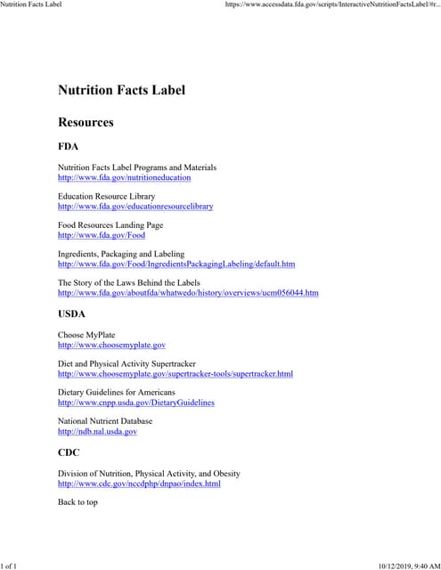 10 dietary fiber fda chart | PDF