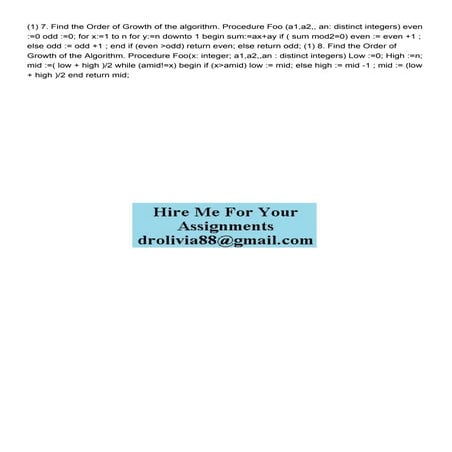 1 7 Find The Order Of Growth Of The Algorithm Procedure Pdf