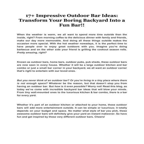 17+ impressive outdoor bar ideas transform your boring backyard into a ...