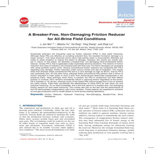 A Breaker-Free, Non-Damaging Friction Reducer for All-Brine Field ...