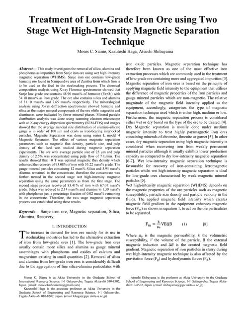 Magnetic Separation of Metallics from Ferrochrome Slag | PDF