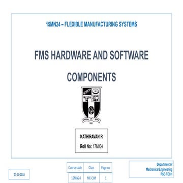 Flexible Manufacturing System-Hardware and Software Components with ...