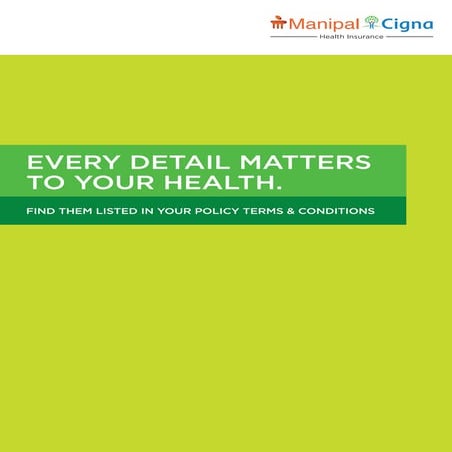ManipalCigna ProHealth Select: Policy Highlights & Coverage Details | PDF