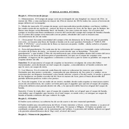 Las 17 reglas del fútbol | DOCX