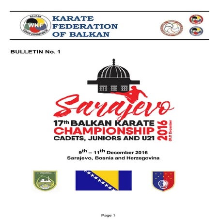 17th balkan-karate-championships-cadets-juniors-u21-bulletin-no-1-sarajevo | PDF