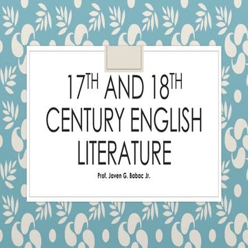 17 th and 18th century english literature | PPTX