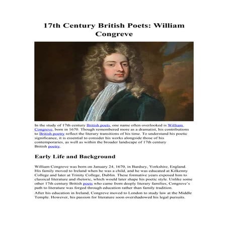 17th Century British Poets William Congreve.docx