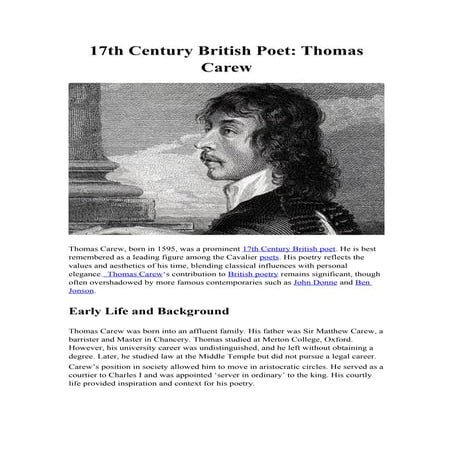 17th Century British Poet Thomas Carew.docx