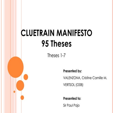 Cluetrain Manifesto 95 Theses Reaction (1-7) | PPT