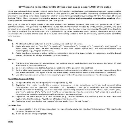 17 things to remember while styling your paper as per (acs) style guide ...