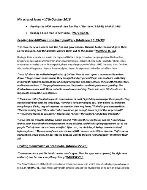 The Miracles Of Jesus Presentation | PPT