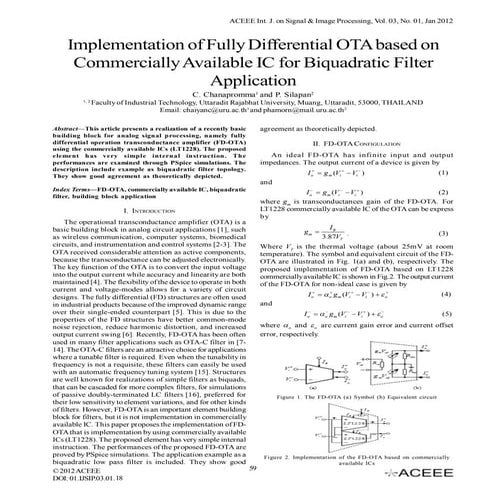 Implementation of Fully Differential OTA based on Commercially ...
