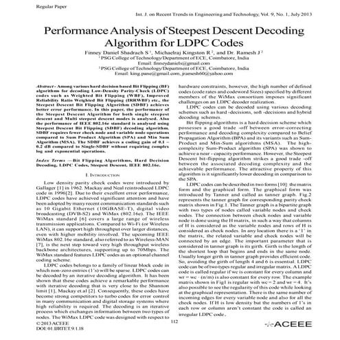 Performance Analysis Of Steepest Descent Decoding Algorithm For Ldpc Codes Pdf