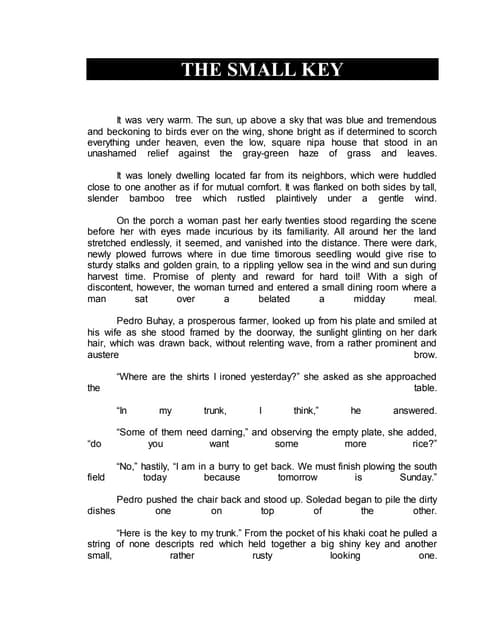 The small key by: Paz M. Latorena | PPTX