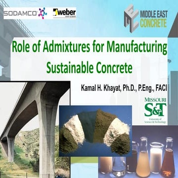 Role of Admixtures for Manufacturing Sustainable Concrete | PPT