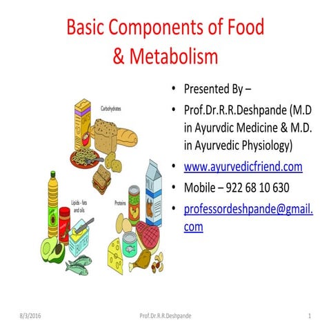 Basic components of food & Metabolism part 1 | PDF