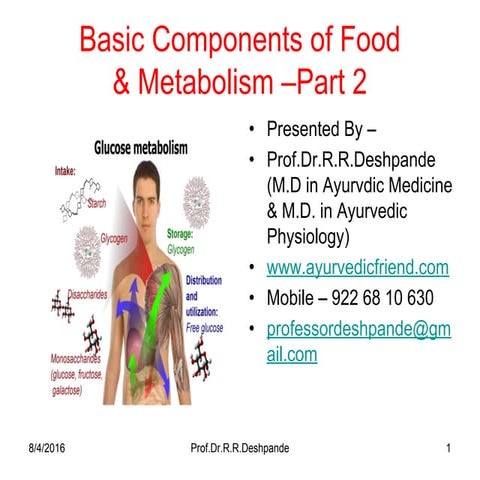 Basic components of food & metabolism part 2 | PDF