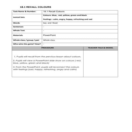 18.1 recall colours | DOC