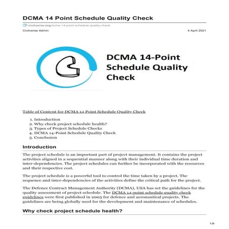 DCMA 14-Point Schedule Quality Check | PDF
