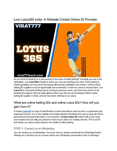 Finding Lotus365: A Big Internet Gaming Stage | PDF