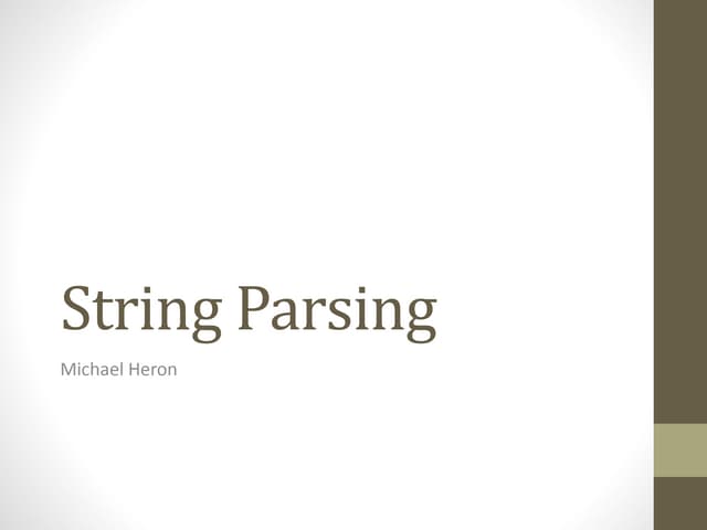 CPP18 - String Parsing | PPT CPP18 - String Parsing | PPT