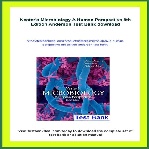 Nester's Microbiology A Human Perspective 8th Edition Anderson Test ...