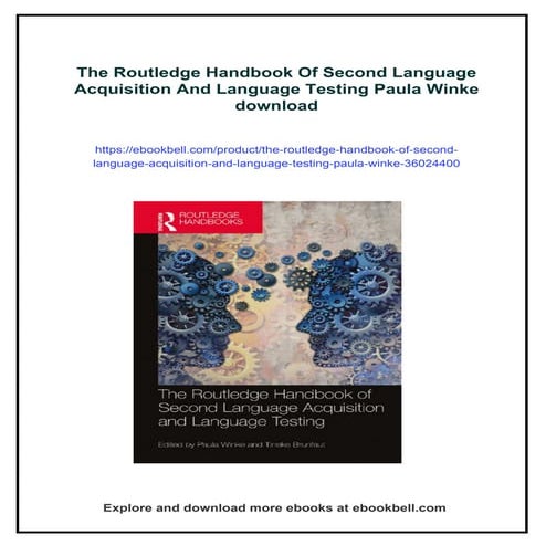 The Routledge Handbook Of Second Language Acquisition And Language ...