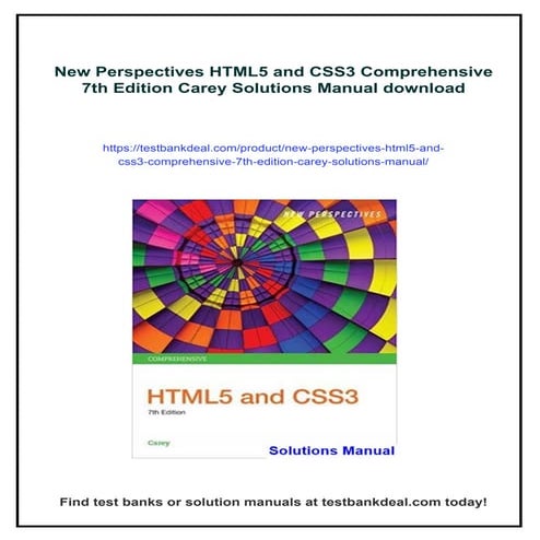 New Perspectives HTML5 and CSS3 Comprehensive 7th Edition Carey Solutions Manual | PDF