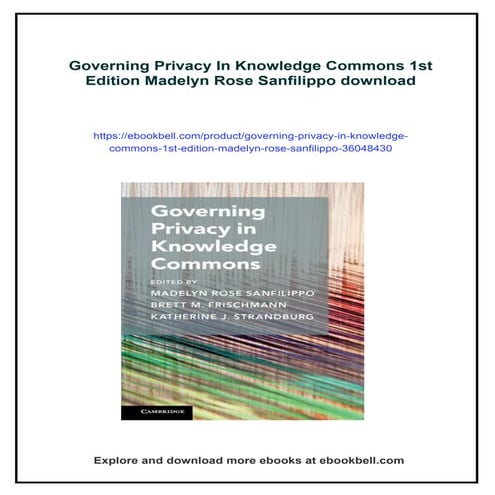 Governing Privacy In Knowledge Commons 1st Edition Madelyn Rose ...