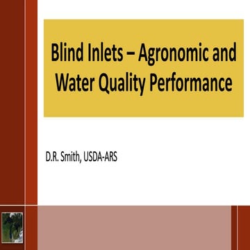 Dr. Doug Smith - Blind Inlets - Agronomic And Water Quality Performance ...