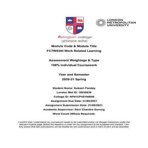 Work related learning | PDF