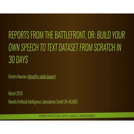 Build your own speech to text dataset in 30 days | PPT