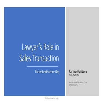 Lawyer's Role in Sales Transaction | PDF | Legal Services Industry ...