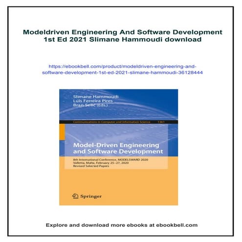 Modeldriven Engineering And Software Development 1st Ed 2021 Slimane Hammoudi | PDF