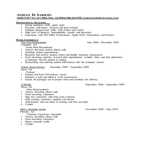 Doris Thomas updated resume | DOCX