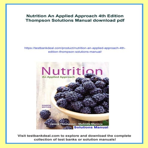Nutrition An Applied Approach 4th Edition Thompson Solutions Manual | PDF