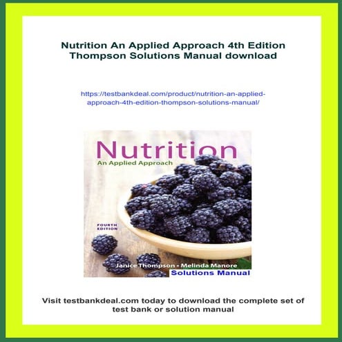 Nutrition An Applied Approach 4th Edition Thompson Solutions Manual | PDF
