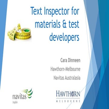 Text Inspector for materials and assessment development: How do your texts measure up? | PPTX