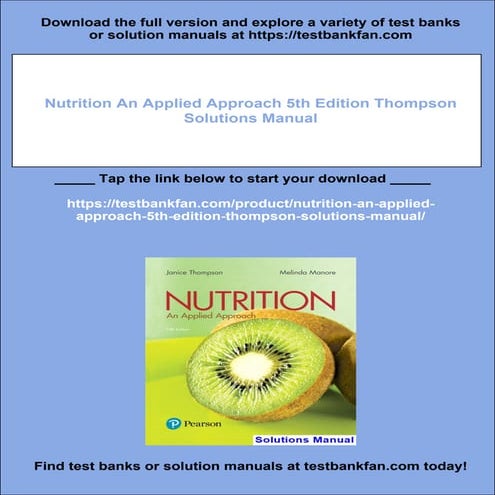 Nutrition An Applied Approach 5th Edition Thompson Solutions Manual | PDF