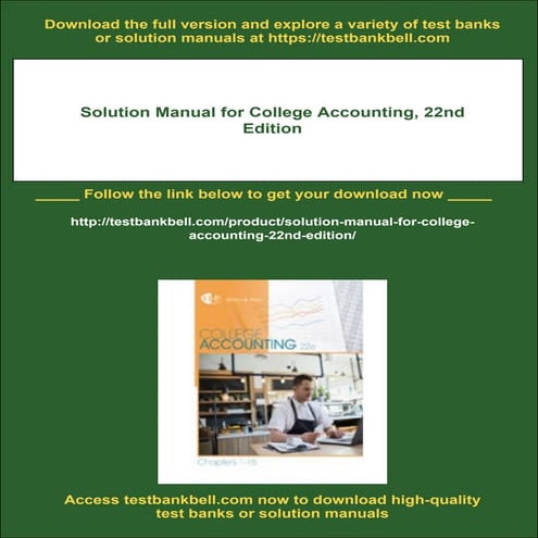 Solution Manual for College Accounting, 22nd Edition | PDF